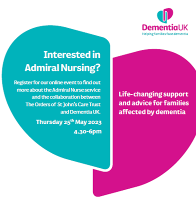 Admiral Nurses recruitment event - online 25 May | OSJCT